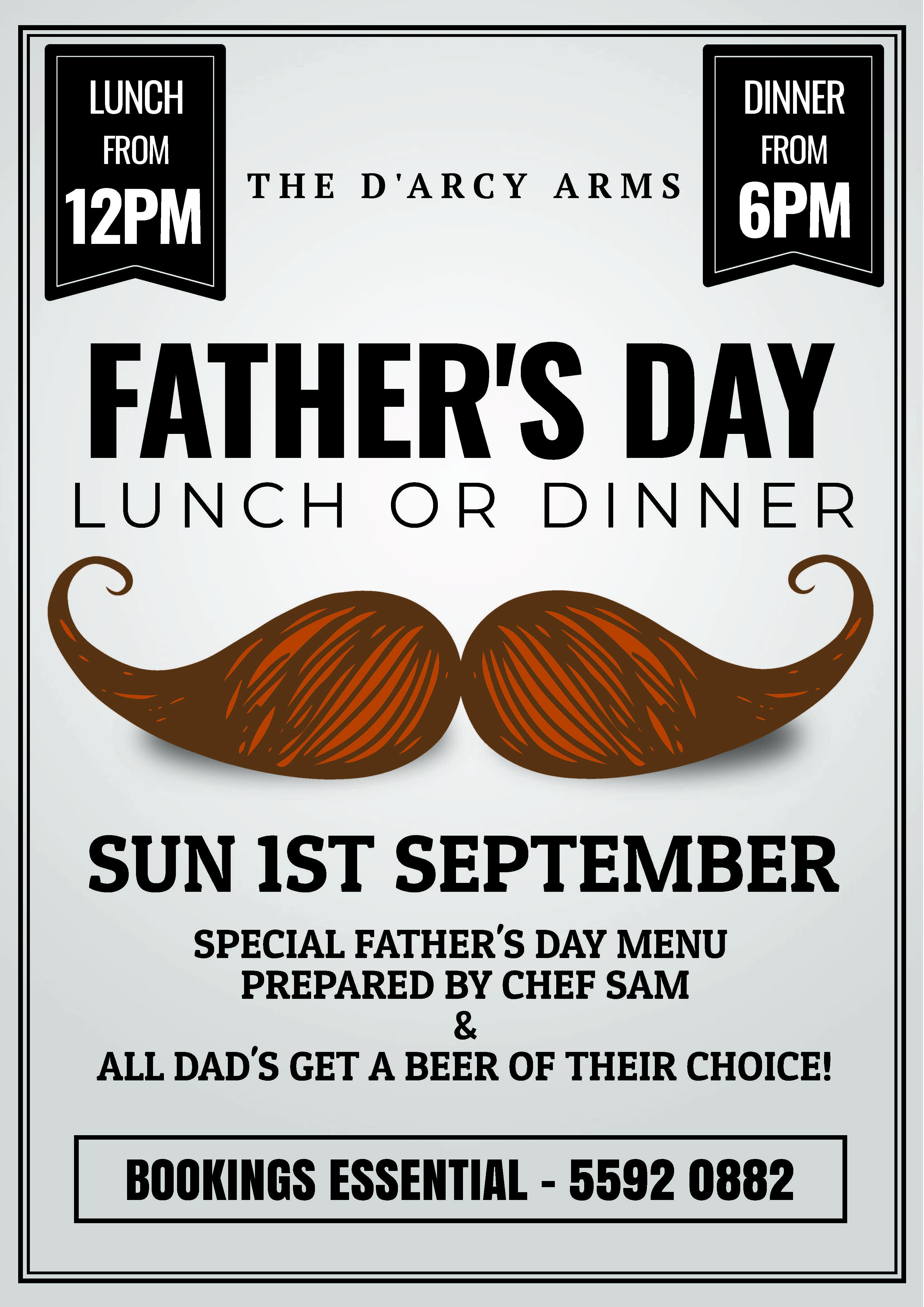 FATHERS DAY POSTER 2019 (Beer of choice) - D'Arcy Arms