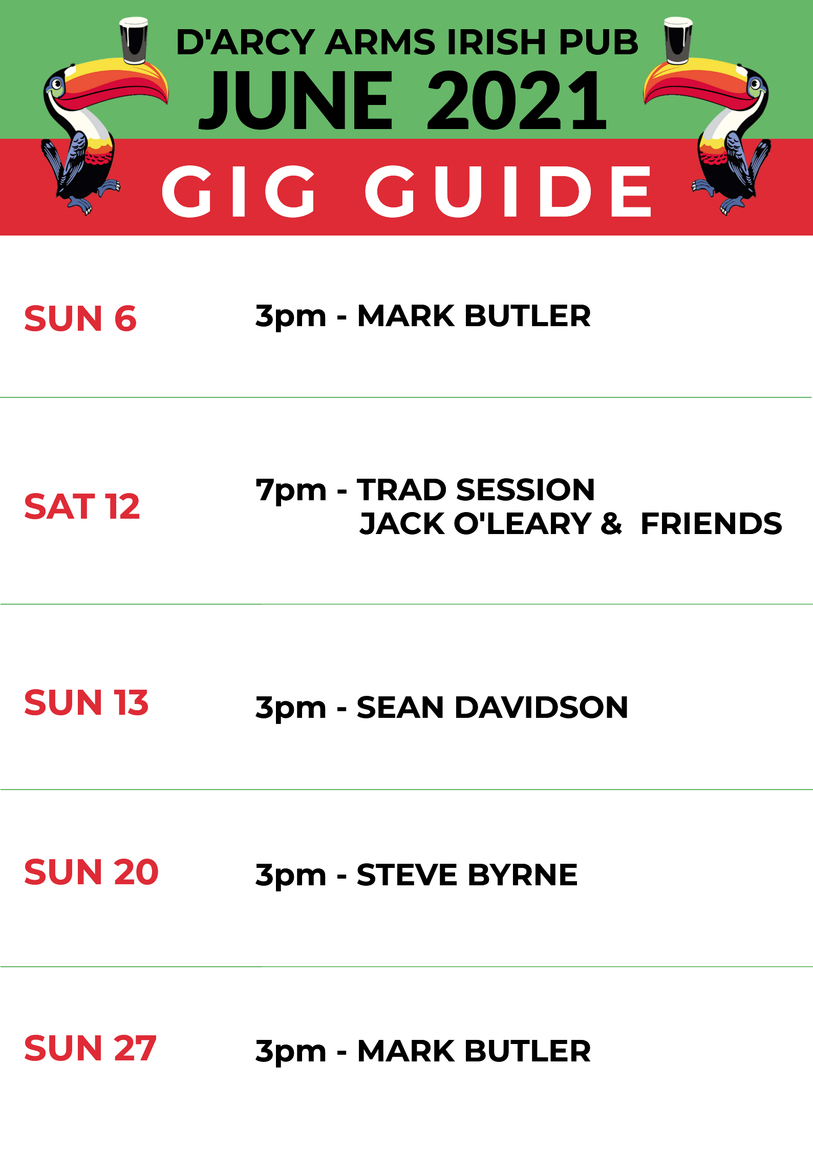 Blue-Gig-Guide-Lineup-poster-with-4-Weeks-poster (1) - D'Arcy Arms