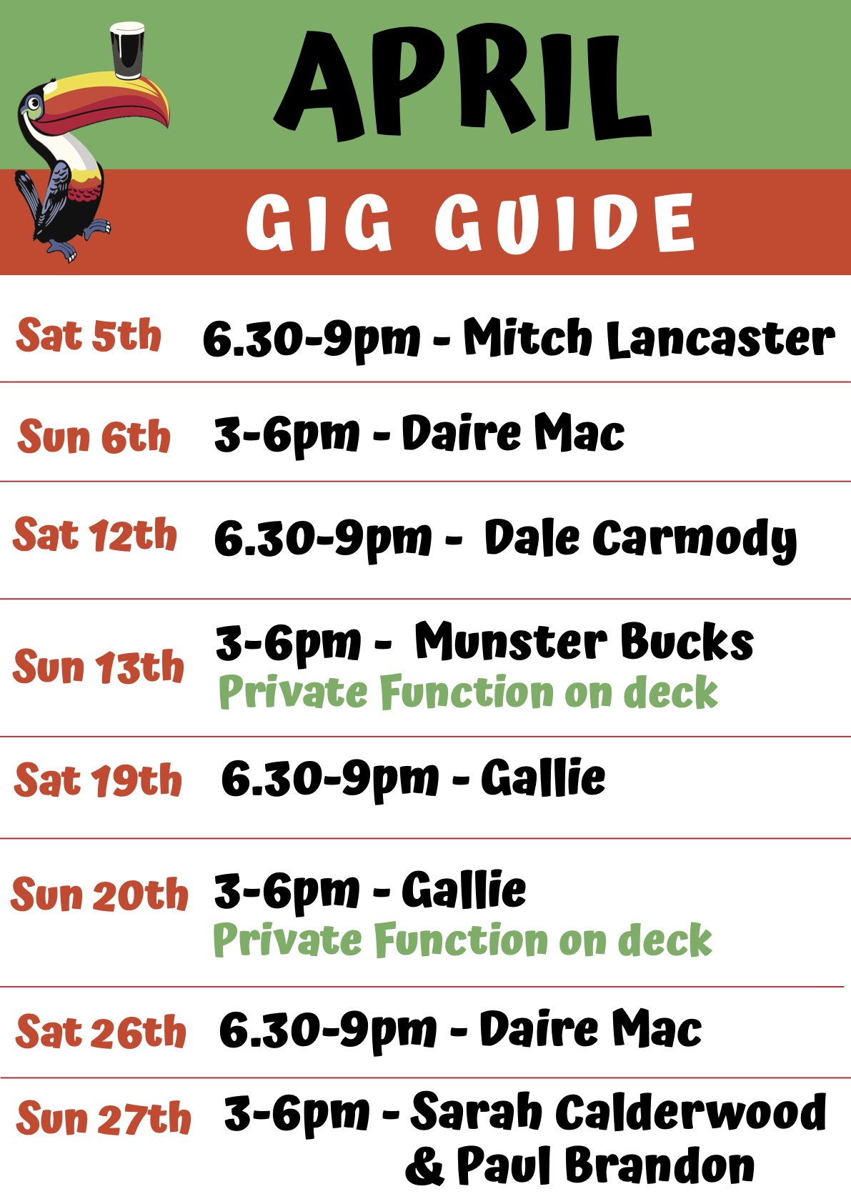 2025 - April Gig Guide A4 (3) - D'Arcy Arms